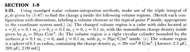 SOLVED: SECTION1-9 1-21.Using standard scalar volume-integration ...