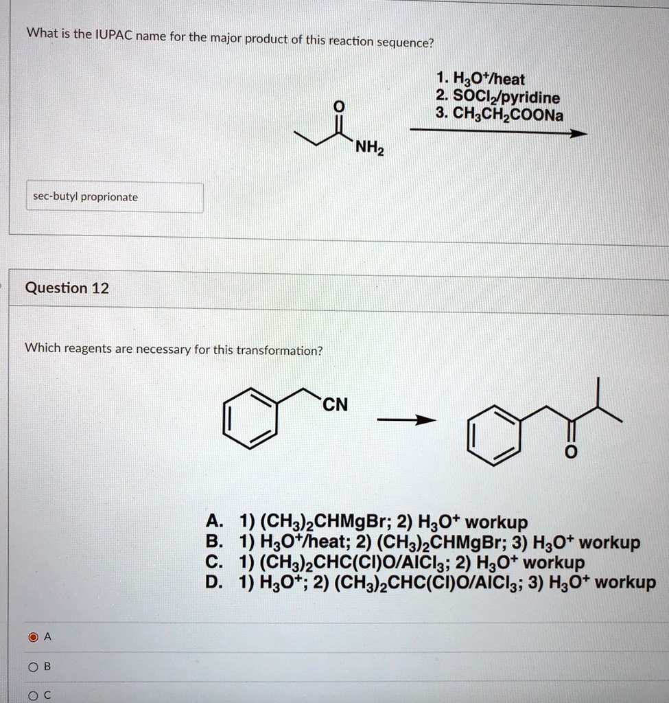 SOLVED:What is the IUPAC name for the major product of this reaction ...