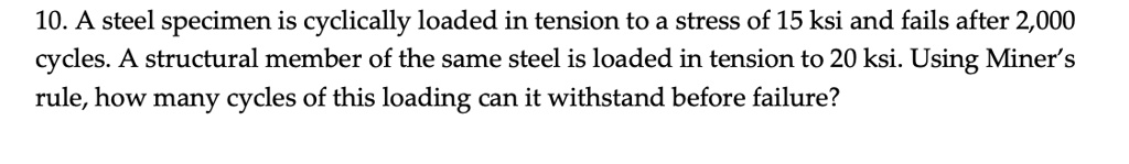 SOLVED: 10. A steel specimen is cyclically loaded in tension to a ...