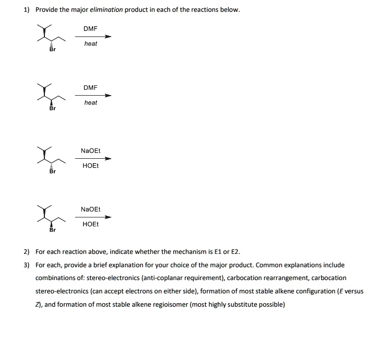 SOLVED: Provide the major elimination product in each of the reactions ...