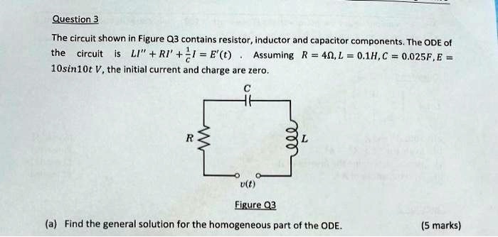 SOLVED: The circuit shown in Figure Q3 contains resistor, inductor, and capacitor components ...