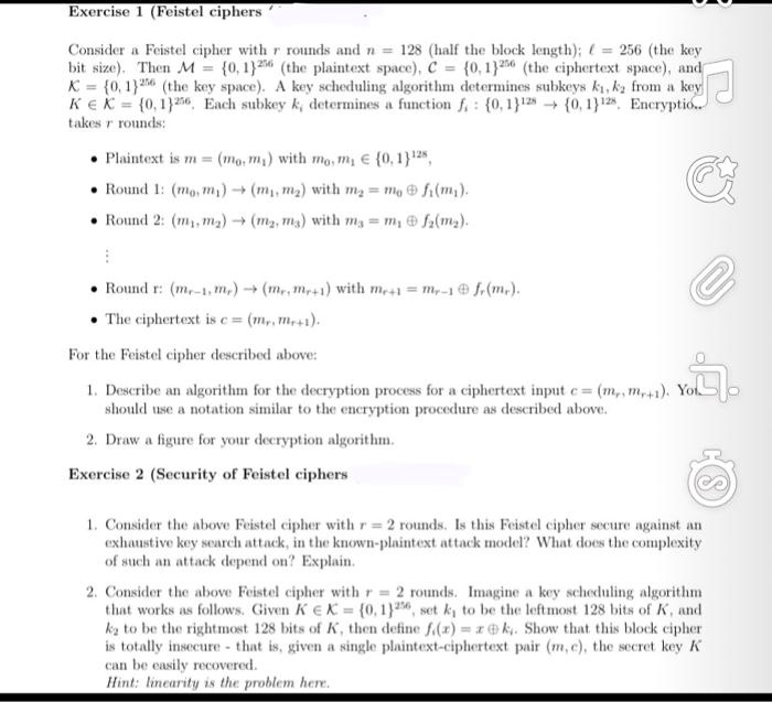 Solved Title Cryptography And Security Of Feistel Ciphers Exercise 1 7551