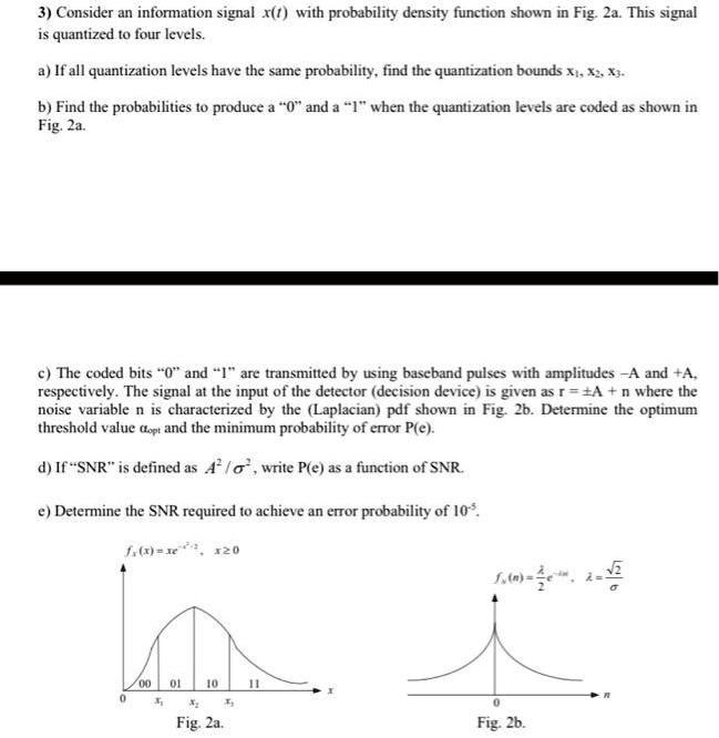 SOLVED: Texts: 3. Consider an information signal x( with a probability density function shown in ...