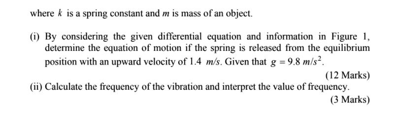Where k is spring constant and m is mass of an object by...