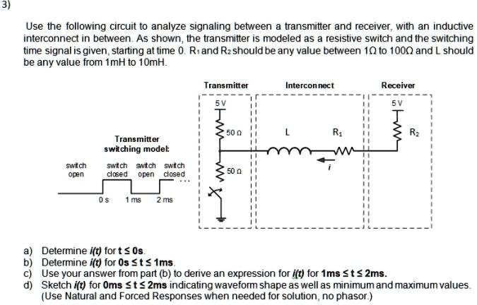 3) Use the following circuit to analyze signaling between a transmitter ...