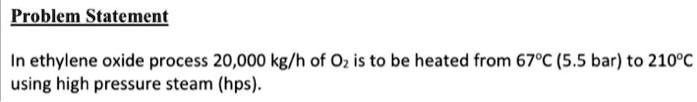 SOLVED: What is T(sat) of HPS? Use HYSYS. Problem Statement: In the ethylene oxide process ...
