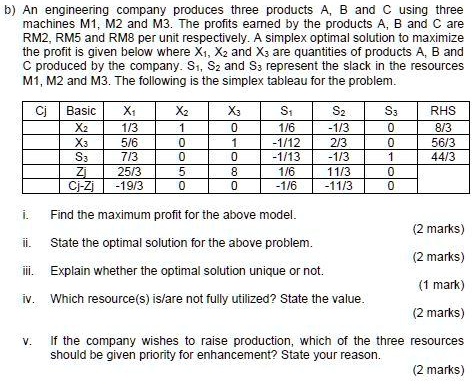 SOLVED: An engineering company produces three products A, B, and C ...