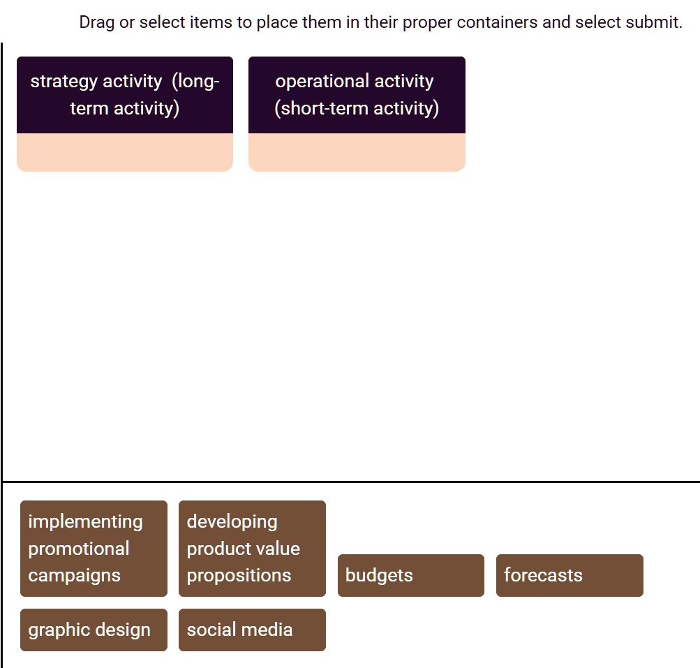 SOLVED: ' Drag or select items to place them in their proper containers and select submit ...