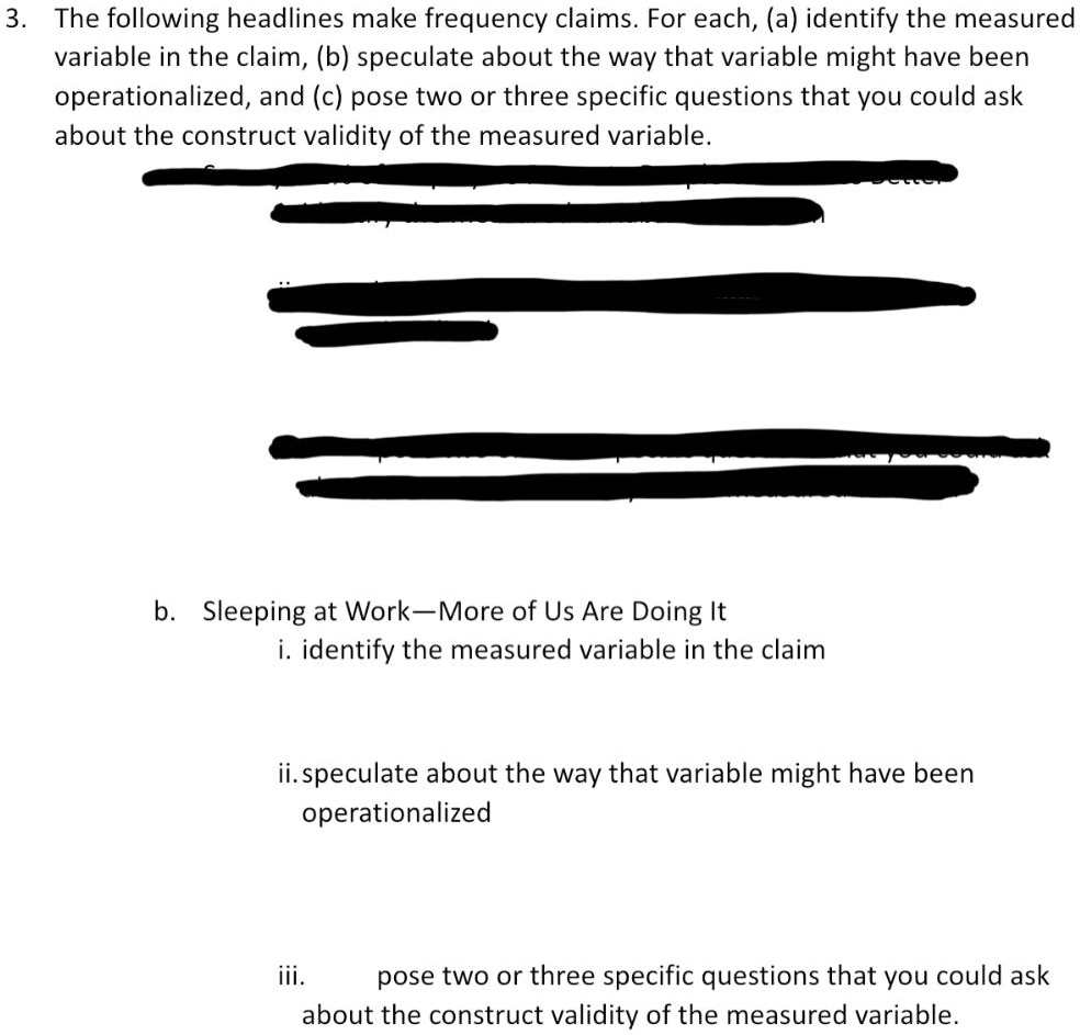 SOLVED: The following headlines make frequency claims. For each, (a) identify the measured ...