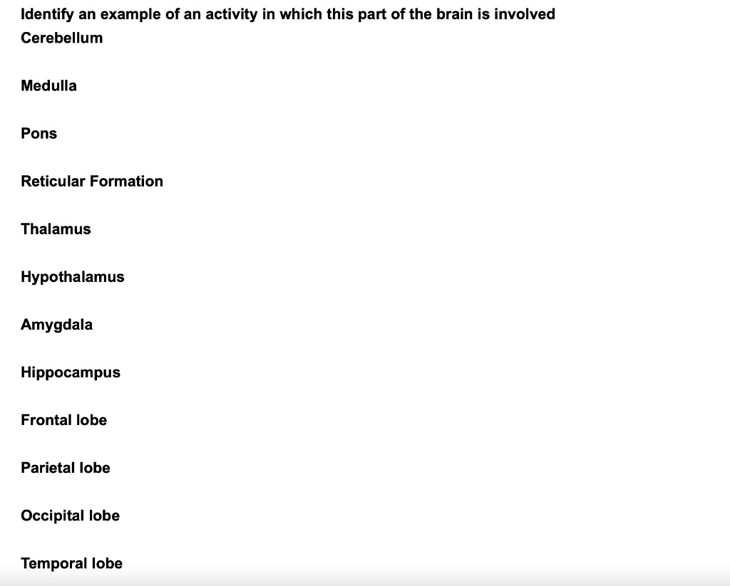 [GET ANSWER] Identify an example of an activity in which this part of ...