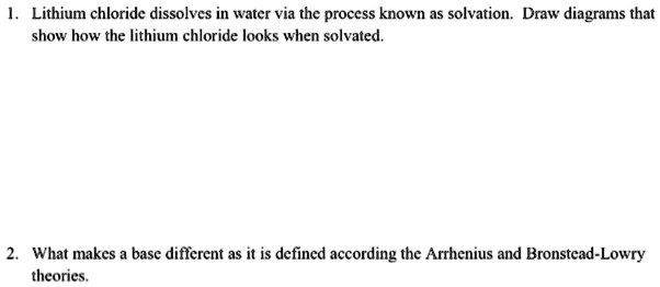 SOLVED: Lithium chloride dissolves in water via the process known as ...