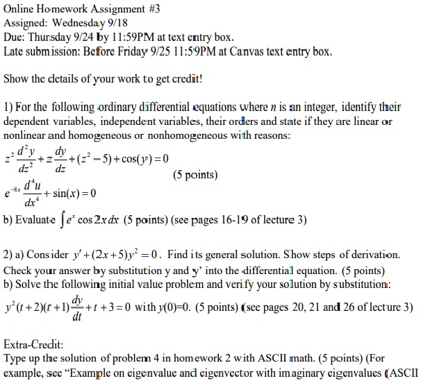 online homework assignment 3 assigned wednesday 918 due thursday 924 by ...