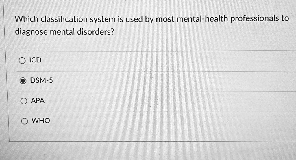 Which classification system is used by most mental-health professionals ...