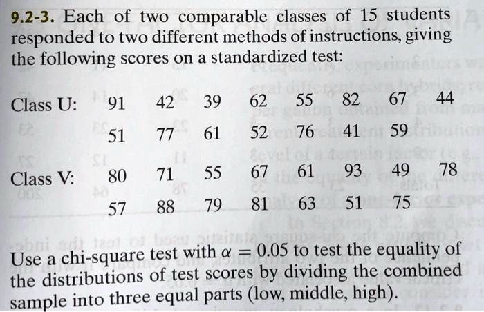 9.2-3. Each of two comparable classes of 15 students responded to two different methods of ...