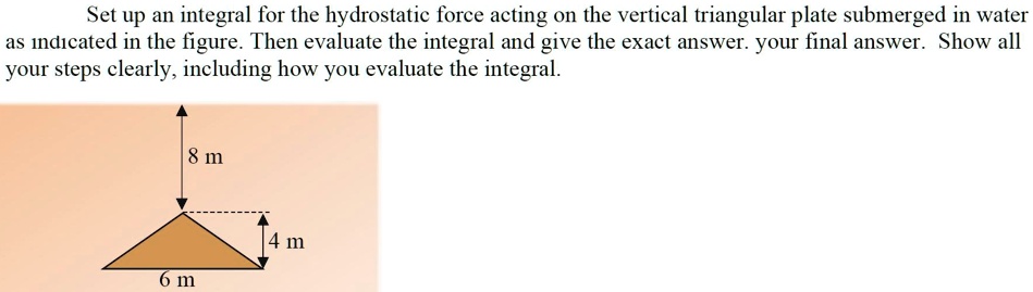 SOLVED: Set up an integral for the hydrostatic force acting On the ...