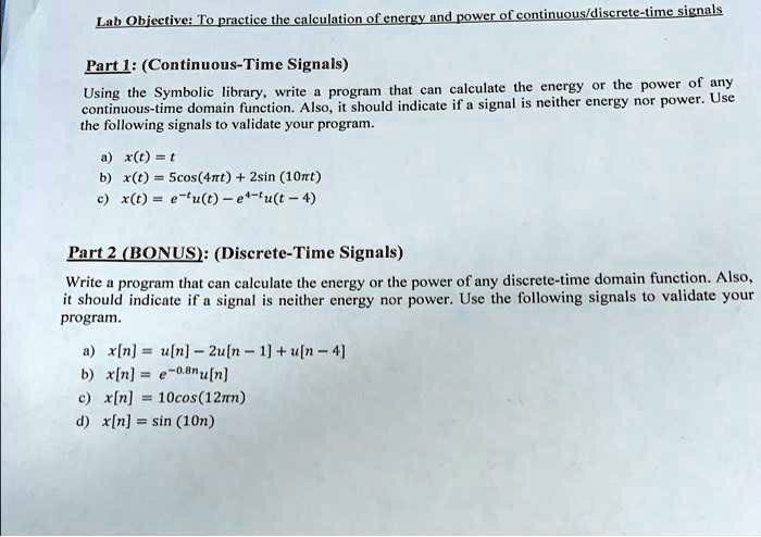 SOLVED: Lab Objective: To practice the calculation of energy and power ... SOLVED: Lab Objective: To practice the calculation of energy and power ...