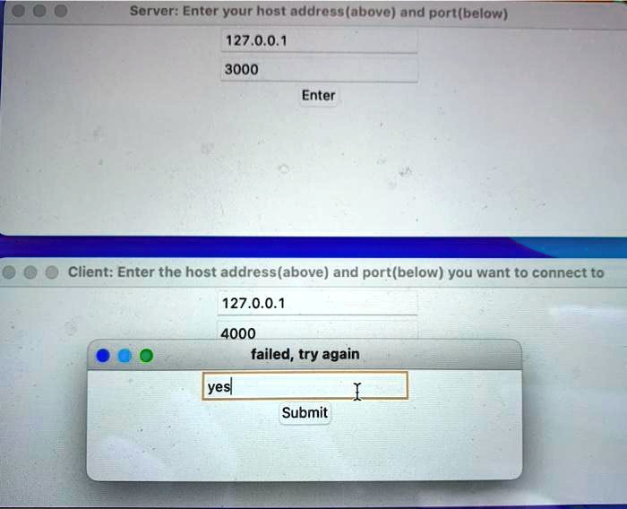 Solved Please Solve It In Python Using Socket And Tkinter I Want To Create Two Files Server