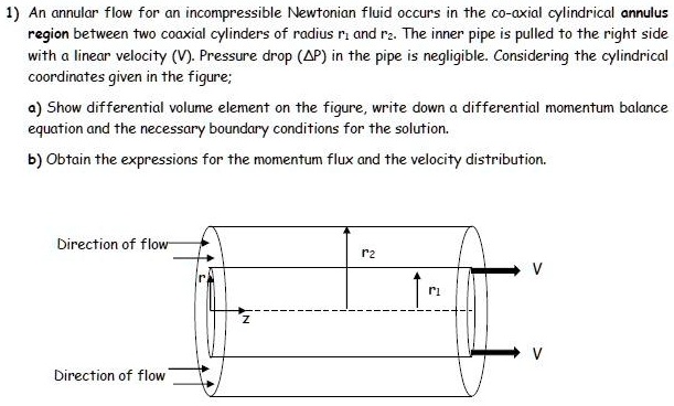 SOLVED: Texts: 1 An annular flow for an incompressible Newtonian fluid occurs in the co-axial ...