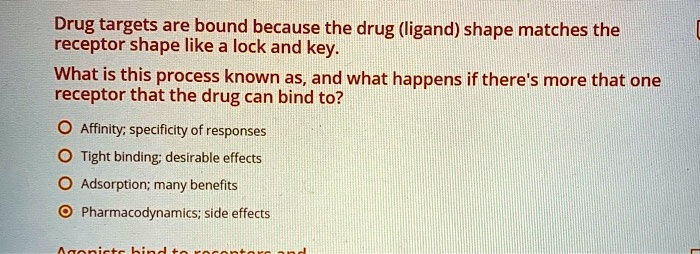 SOLVED: Drug targets are bound because the drug (ligand) shape matches ...