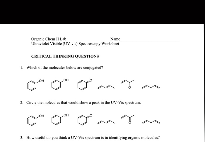 SOLVED:Organic Chem II Lab Name Ultraviolet Visible (UV-vis ...