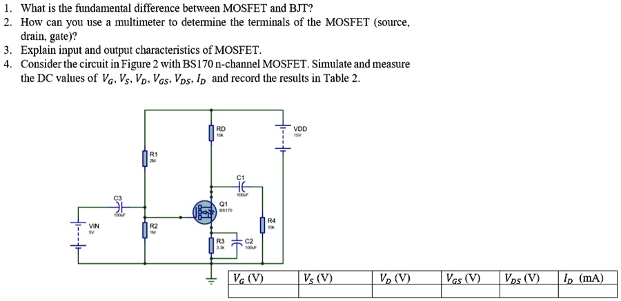 SOLVED: 1. What is the fundamental difference between MOSFET and BJT? 2. How can you use a ...