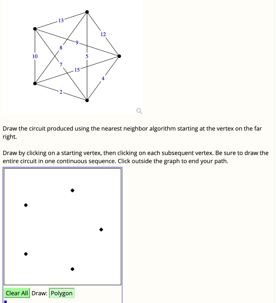 Solved 10 Draw The Circuit Produced Using The Nearest Neighbor Algorithm Starting At The Vertex
