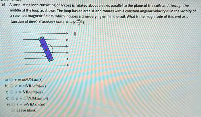 SOLVED: conducting loop consisting of Ncoils is rotated aboutan axis parallel to the plane of ...