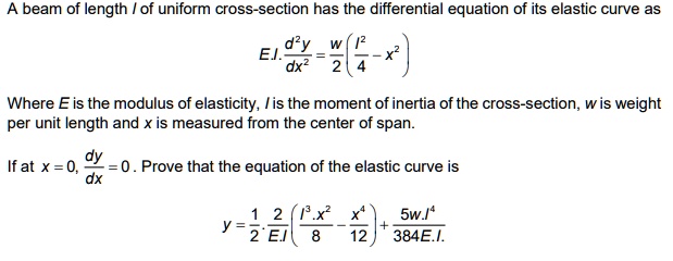 A beam of length L and uniform cross-section has the differential ...