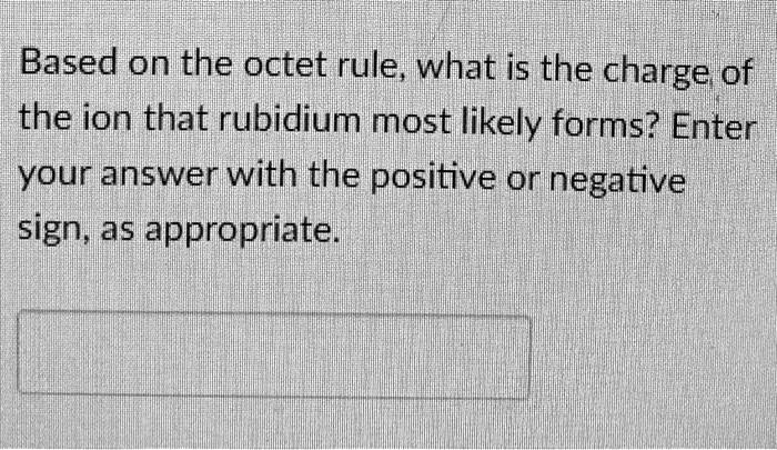 SOLVED:Based on the octet rule, what is the charge of the ion that ...