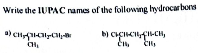 SOLVED: Write the IUPAC names of the following hydrocarbons a) b)
