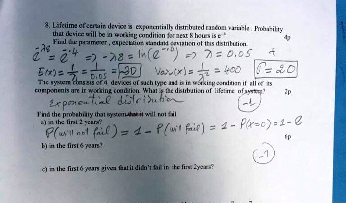 SOLVED: Lifetime of a certain device is exponentially distributed random variable. The ...