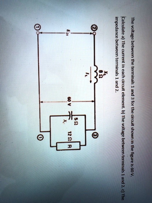 The voltage between the terminals 1 and 3 for the circuit shown in the ...