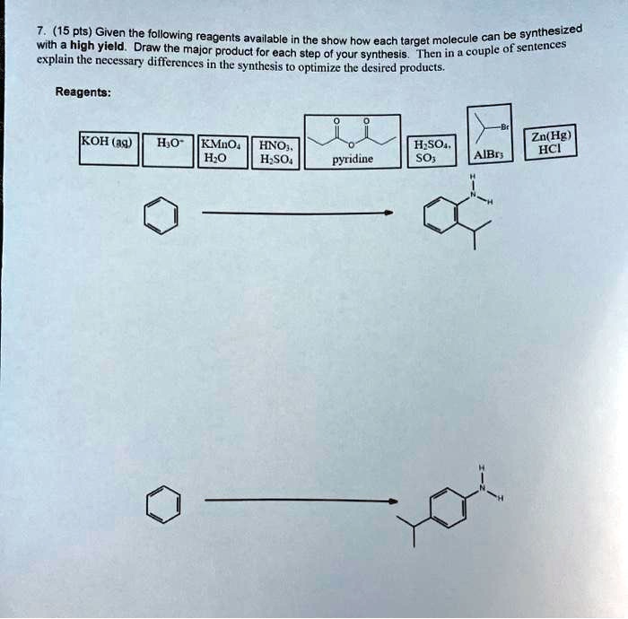 SOLVED: Given the following reagents available, show how each target molecule can be synthesized ...