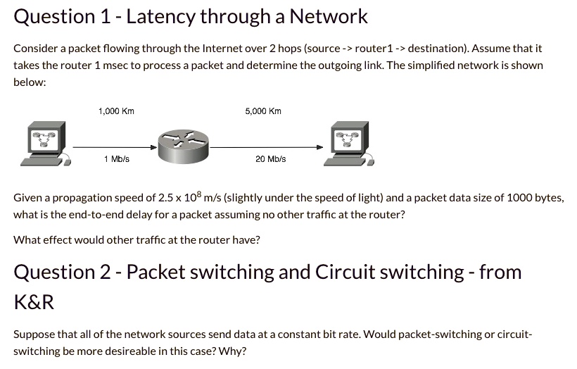 Question 1 - Latency through a Network Consider a packet flowing through the Internet over 2 ...