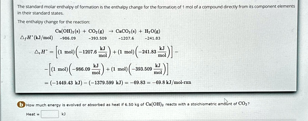 The standard molar enthalpy of formation is the enthalpy change for the ...