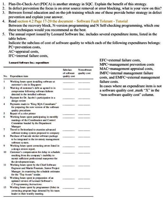 SOLVED: 1. Plan-Do-Check-Act (PDCA) is another strategy in SQC. Explain ...