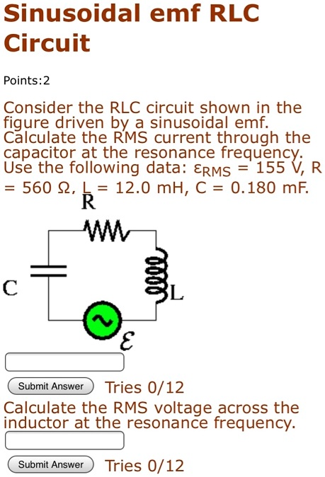 sinusoidal emf rlc circuit points2 consider the rlc circuit shown in the figure driven by a ...