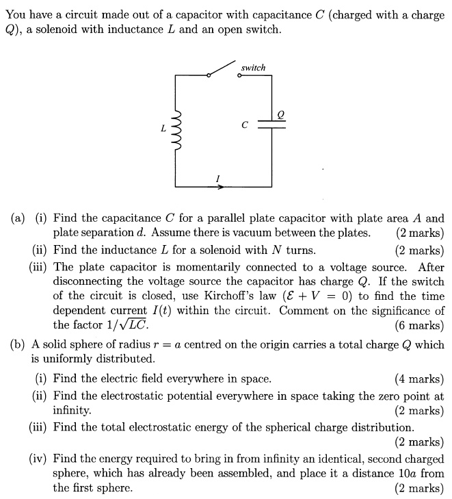 SOLVED: You have a circuit made out of a capacitor with capacitance C ...