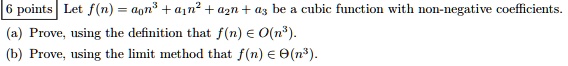 SOLVED: poits Let f(n) @pn" B1n? 02n cubic function with non-negative ...