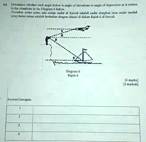 SOLVED: Determine whether each angle below is an angle of elevation or an angle of depression in ...