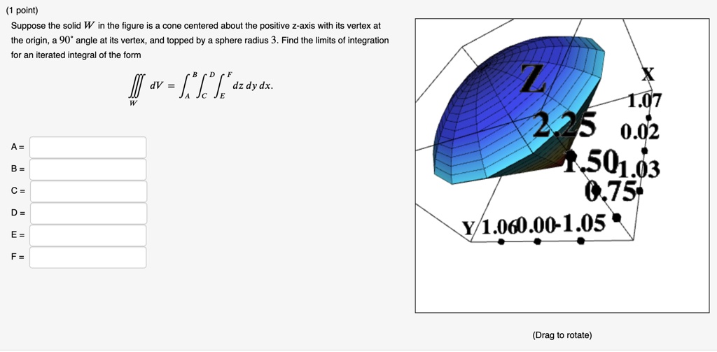 Suppose the solid W in the figure is a cone centered about the positive ...