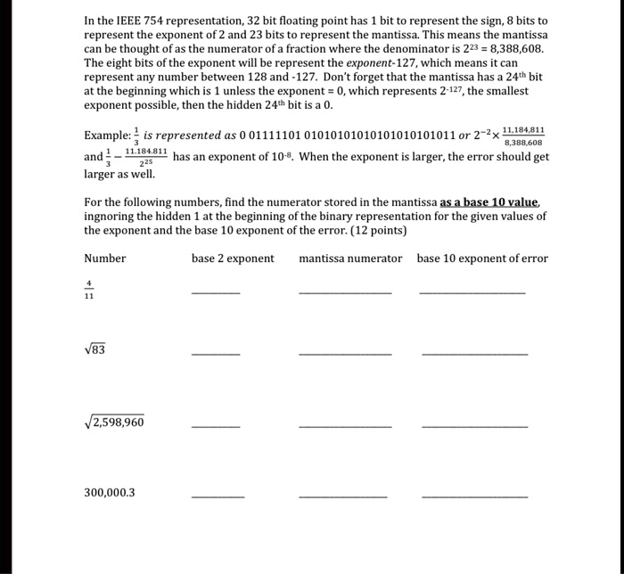 SOLVED: In the IEEE 754 representation 32 bit floating point has bit to ...