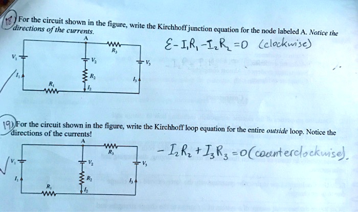 SOLVED: For the circuit shown in the figure, write the Kirchhoff junction equation for the node ...