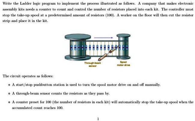 Write the Ladder logic program to implement the process illustrated as ...