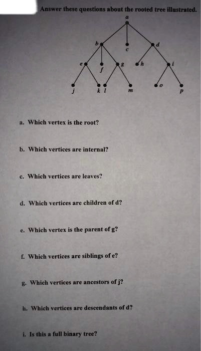 Answer these questions about the rooted tree illustrated. a b d c g h i ...