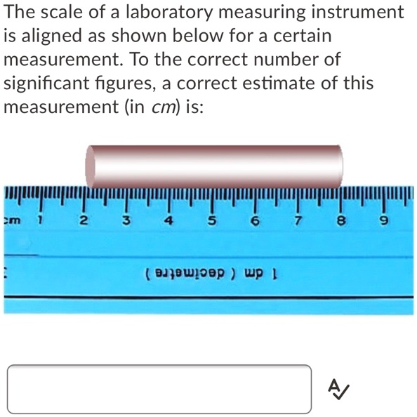 SOLVED: The scale of a laboratory measuring instrument is aligned as ...