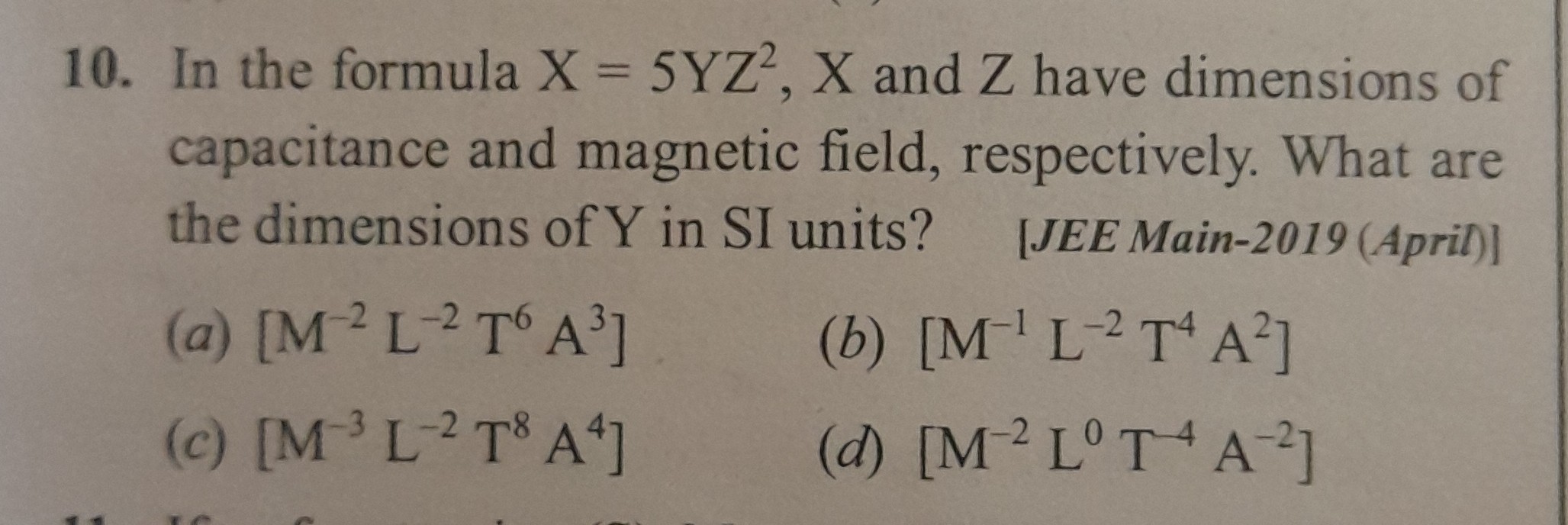 SOLVED: 10. In the formula X=5 YZ^2, X and Z have dimensions of ...