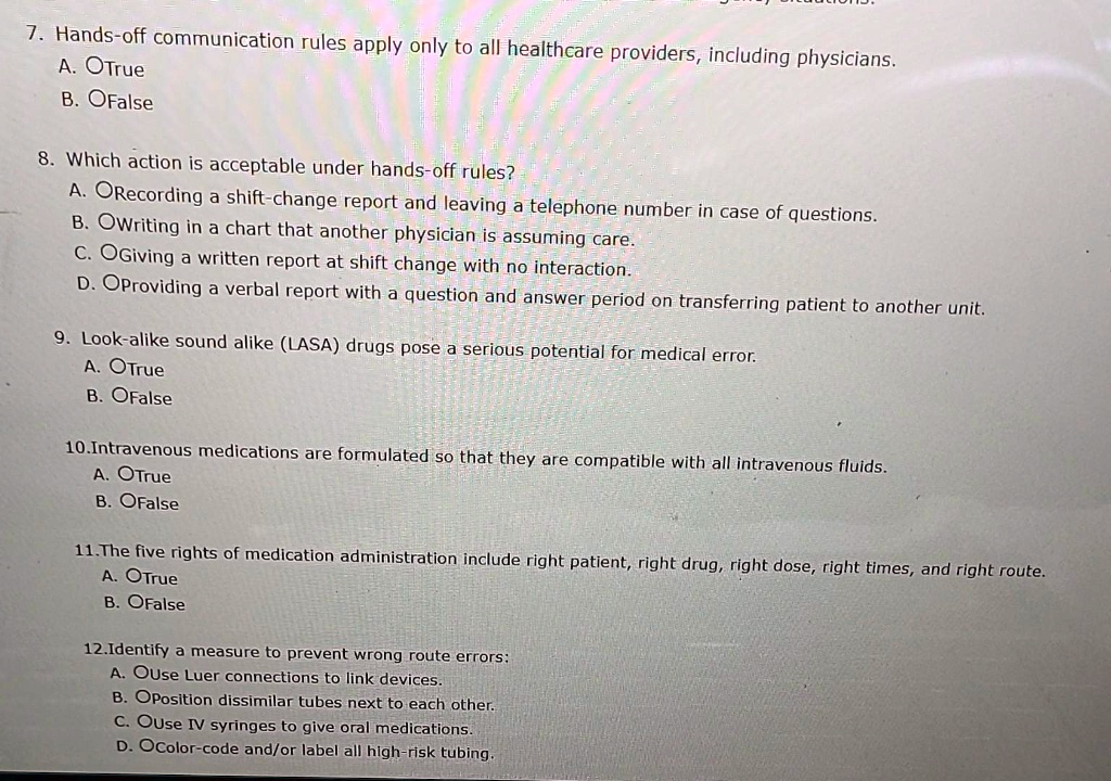 7. Hands-off communication rules apply only to all healthcare providers ...