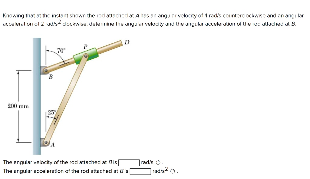 Knowing That At The Instant Shown The Rod Attached At A Has An Angular Velocity Of 4 Rad S