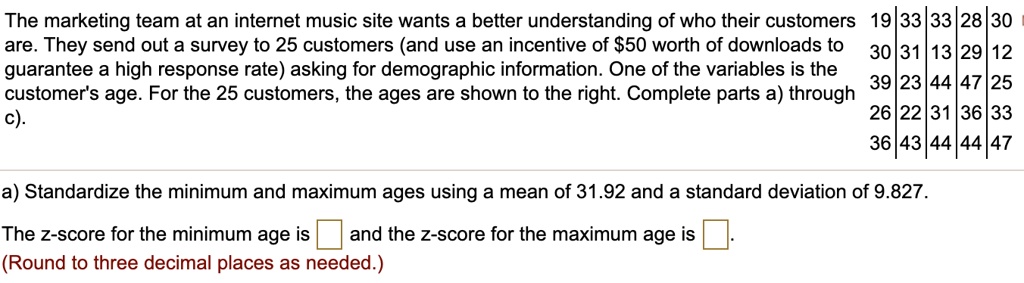 The marketing team at an internet music site wants a better ...